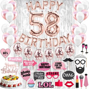 58th Birthday Decorations, 58th Birthday Party Supplies, Fifty Eighth ...