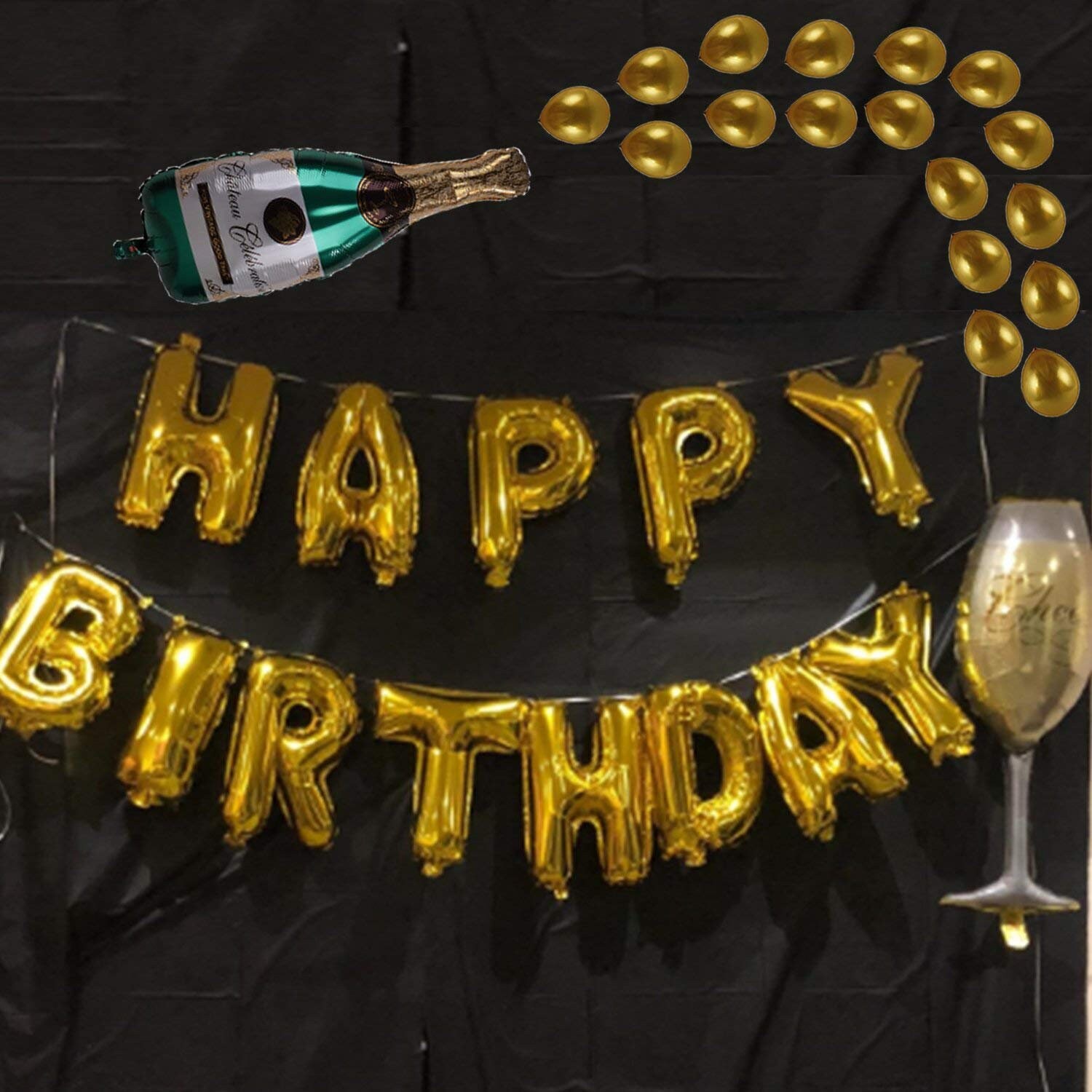 Happy Birthday Supplies Gold Balloon Decoration Set HAPPY - Etsy