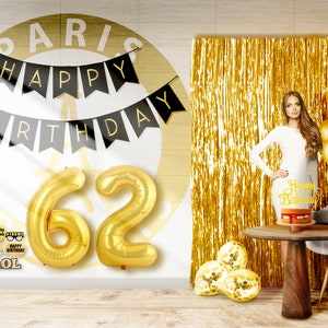 62nd Birthday Decoration Black and Gold for Boy & Girl, 62nd Cake ...