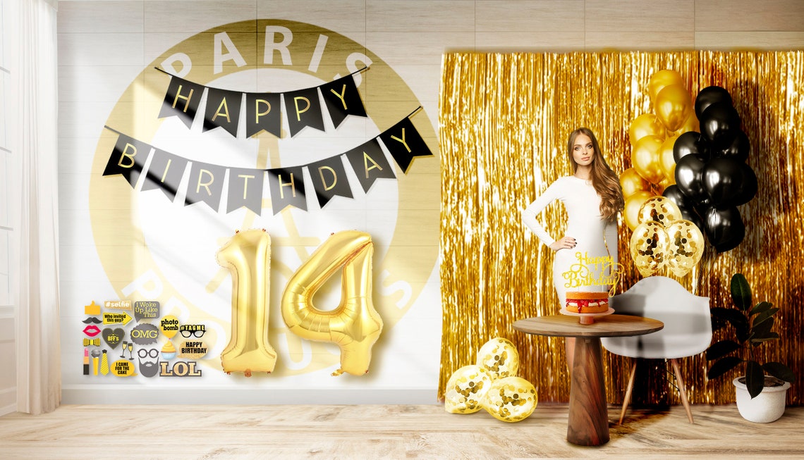 14th Birthday Decoration Black and Gold for Boy & Girl 14th - Etsy