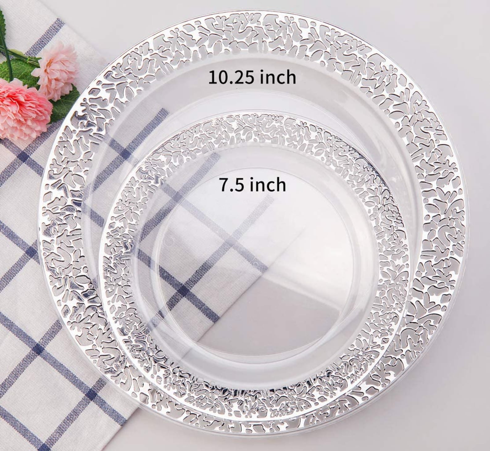 Silver Plastic Plates & Silverware Cups 150 PCS Clear Lace | Etsy