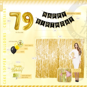 79th Birthday Decoration Black and Gold for Boy & Girl, 79th Cake ...