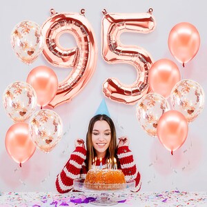 PARIS PRODUCTS - 95th Birthday Rose Gold Balloons & Number 95 Mylar ...