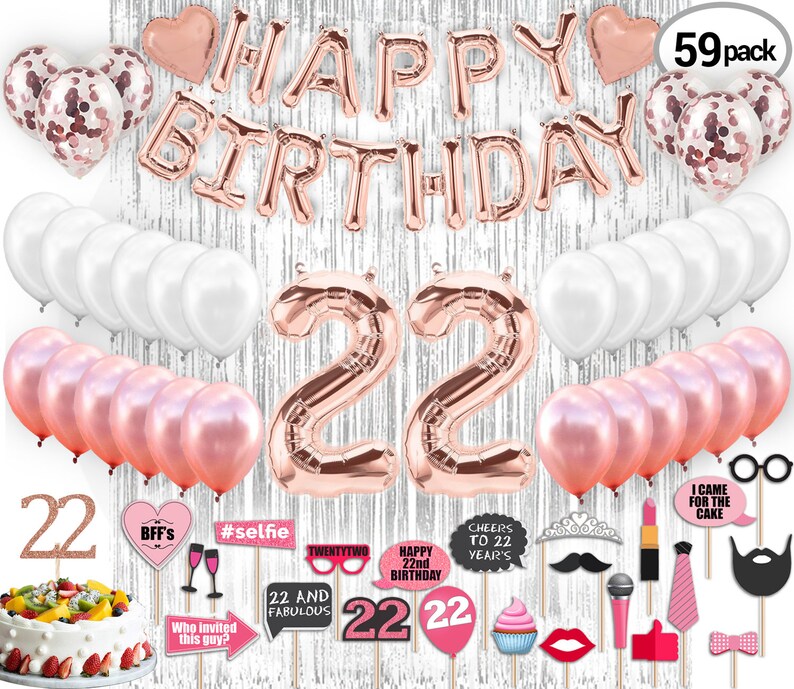 22nd Birthday Decorations With Photo Props Party Supplies 22 Etsy
