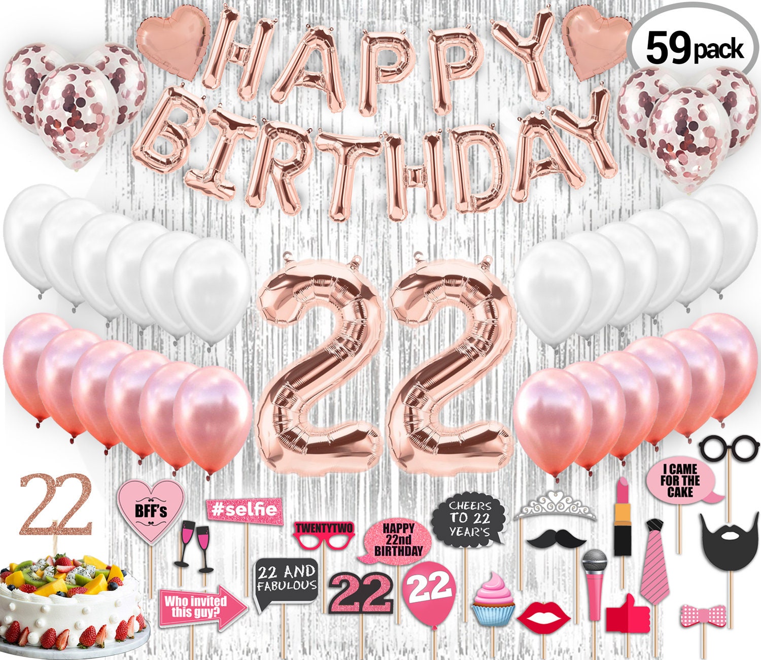 22nd Birthday Decorations With Photo Props Party Supplies 22 Etsy