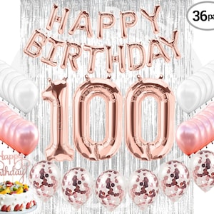 100th Rose Gold Birthday Party Decorations, 100 Party Decoration ...