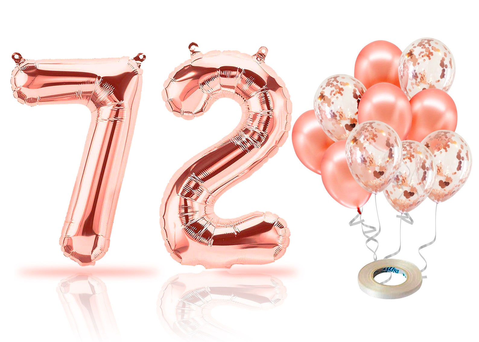 PARIS PRODUCTS - 72nd Birthday Rose Gold Balloons & Number 72 Mylar ...