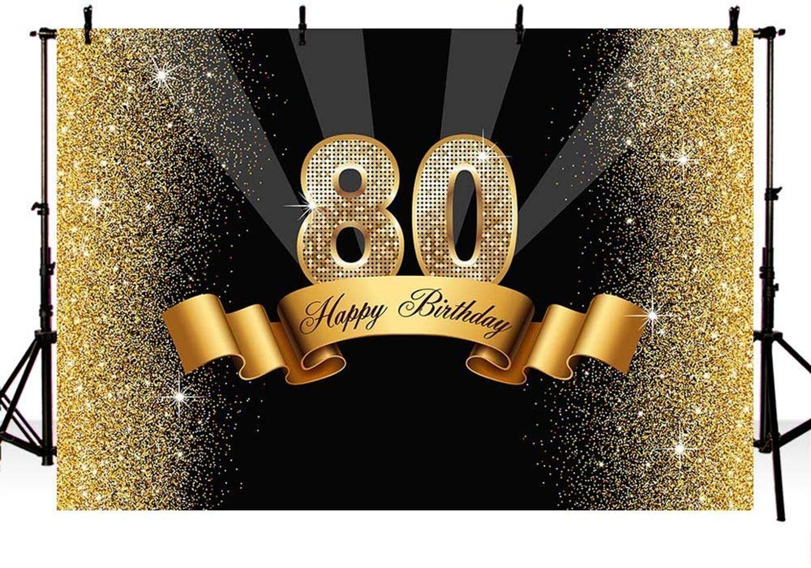 Happy 80th Birthday Backdrop Gold Silver Step and Repeat | Etsy