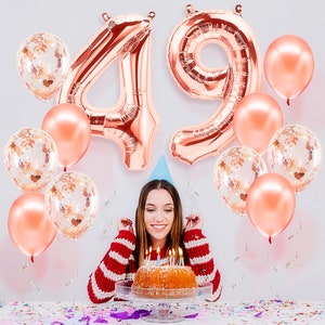 PARIS PRODUCTS 49th Birthday Rose Gold Balloons & Number 49 Mylar ...