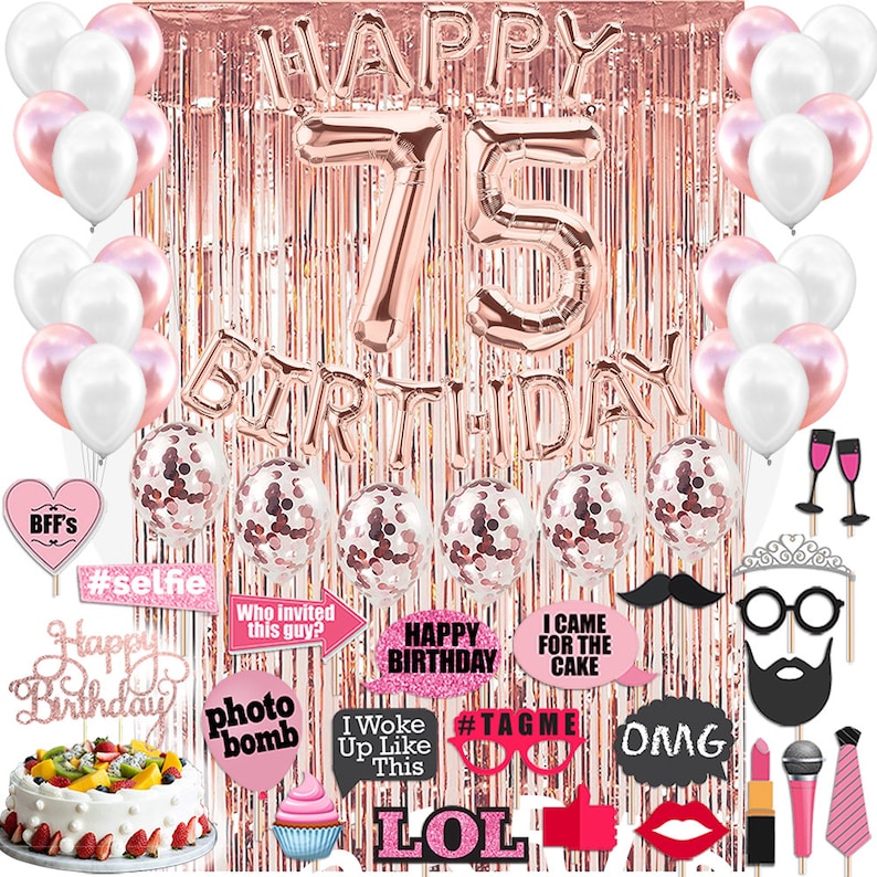 75th Birthday Decoration Rose Gold 75 Party Supplies - Etsy