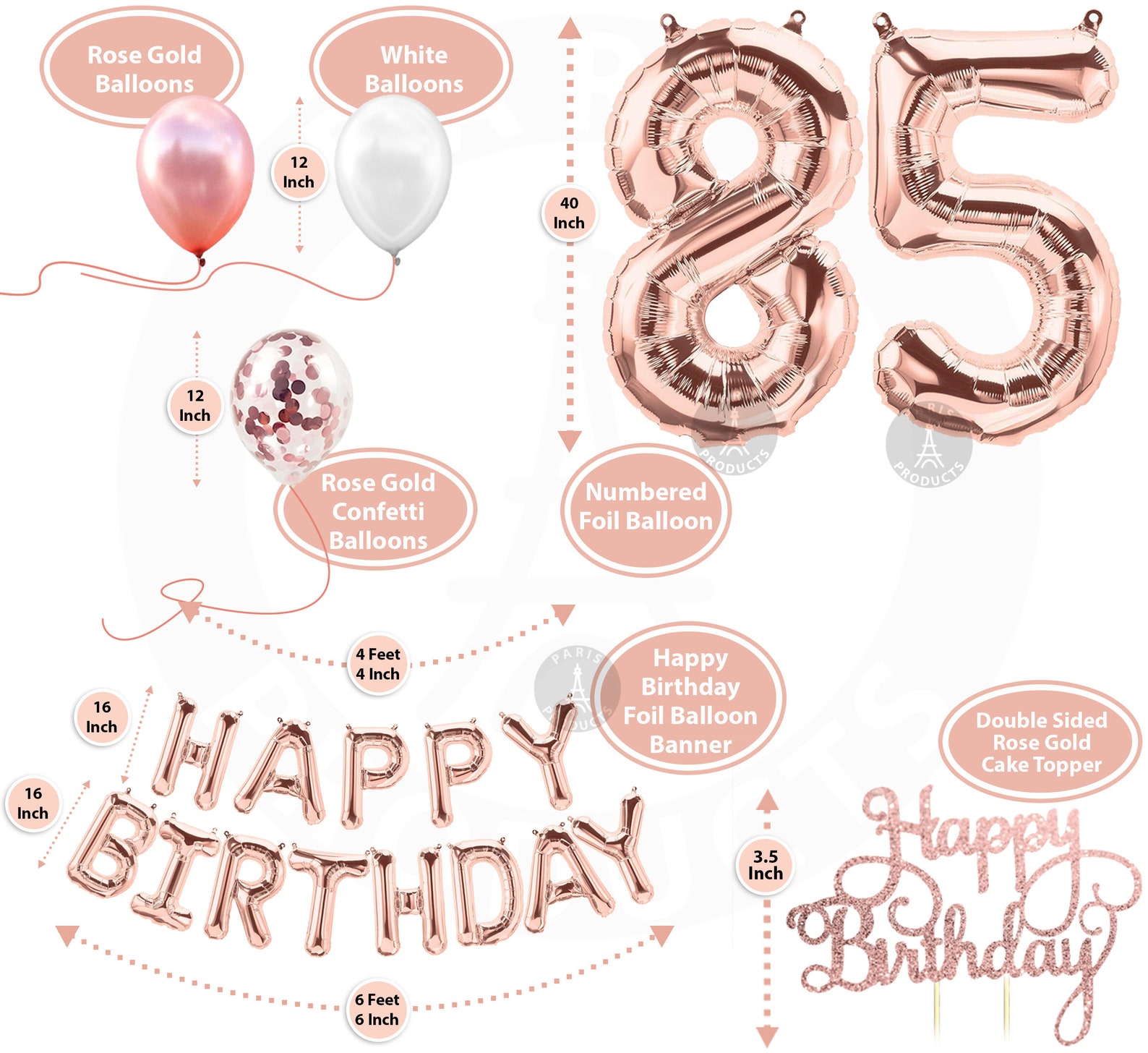 85th Birthday Decorations Party Supplies Rose Gold Party - Etsy