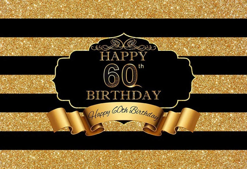 Happy 60th Birthday Banner Photo Studio Booth Background Crown | Etsy