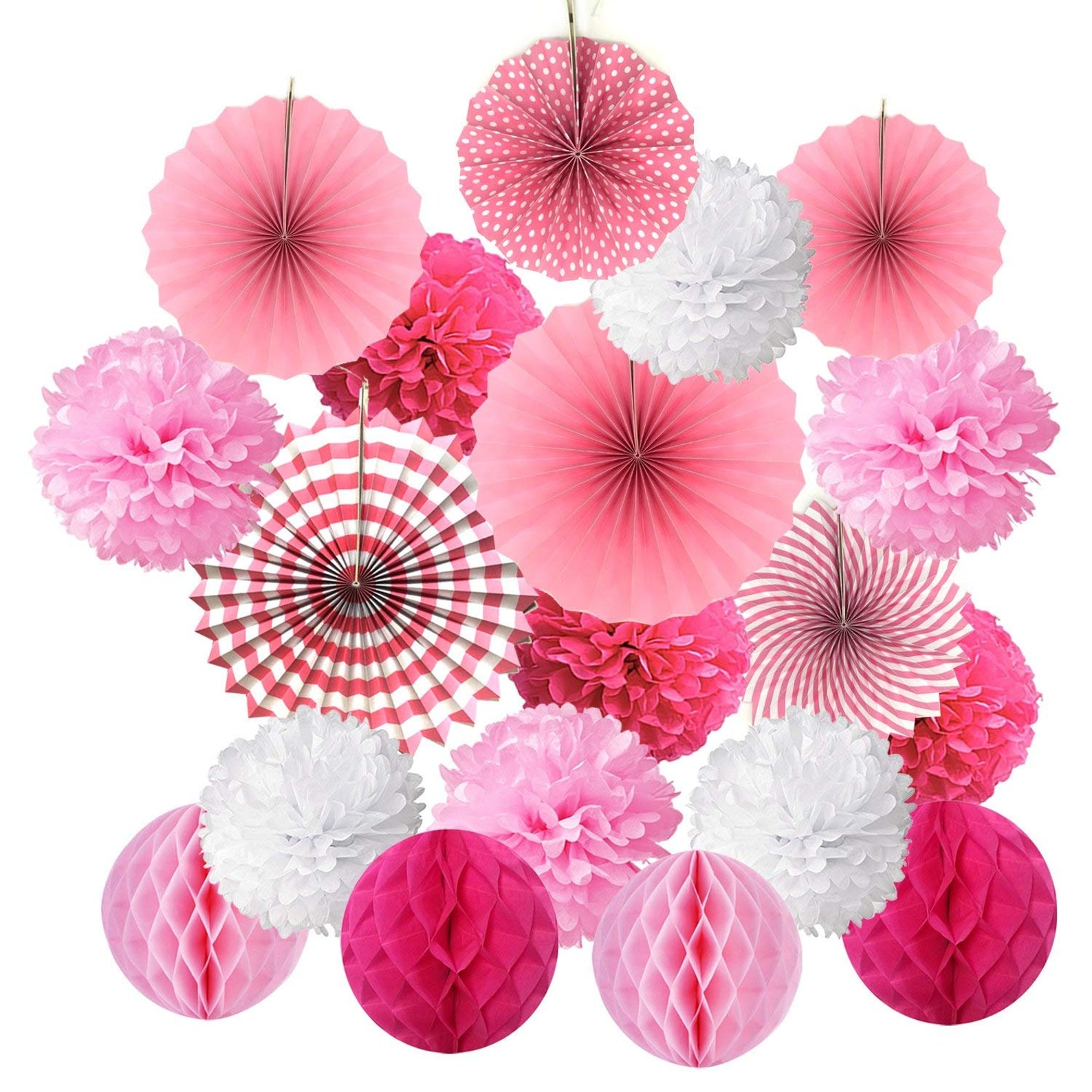 Hanging Paper Fan Set Tissue Paper Pom Poms Flower Fan and - Etsy
