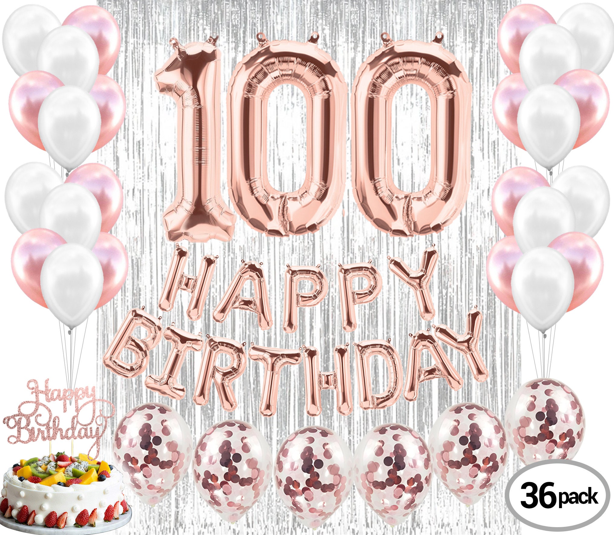 100th Rose Gold Birthday Party Decorations 100 Party - Etsy