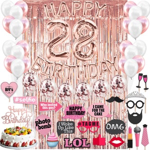 28th Birthday Decoration Rose Gold, 28 Party Supplies Decoration, 28th ...