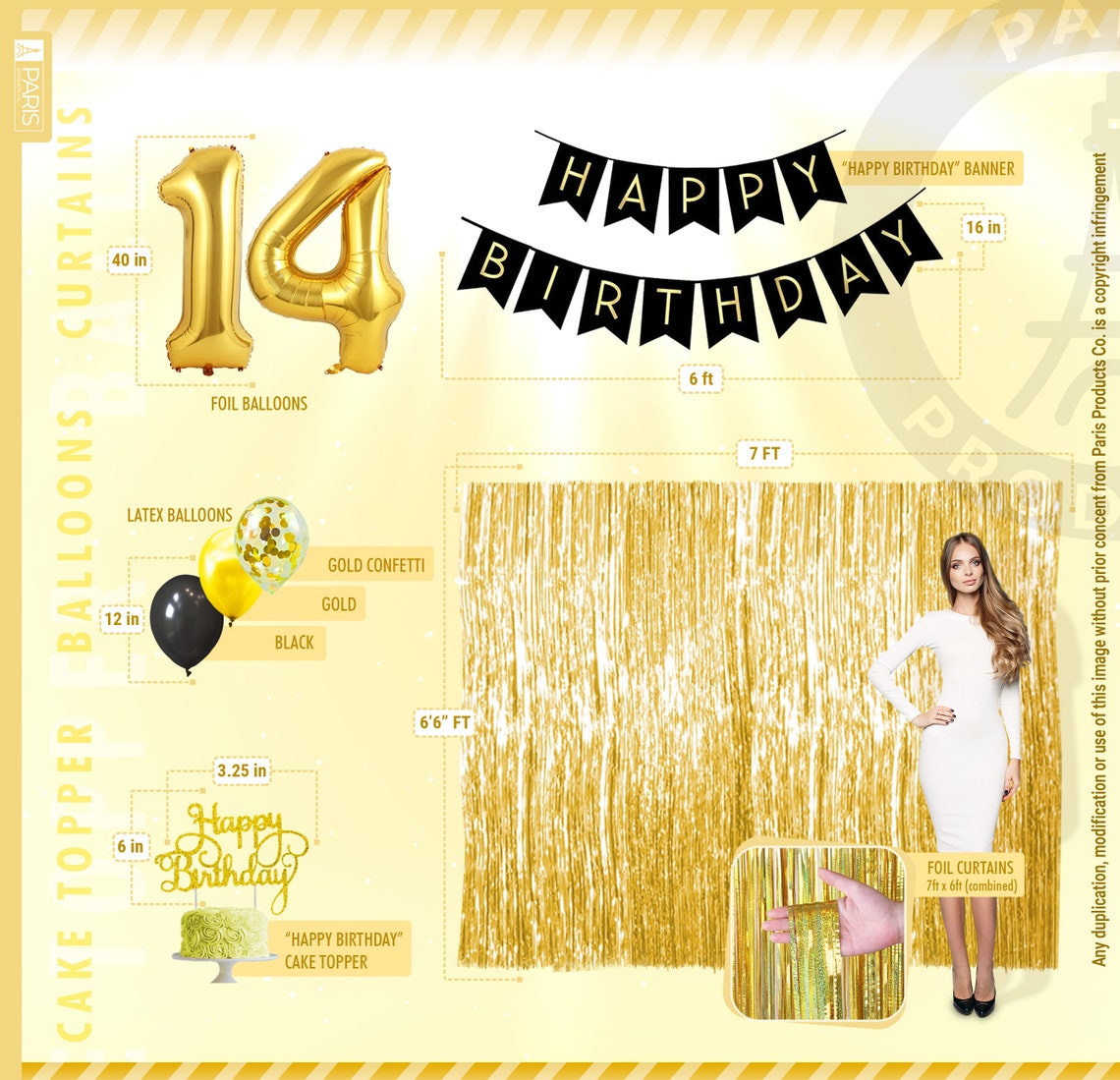 14th Birthday Decoration Black and Gold for Boy & Girl 14th - Etsy