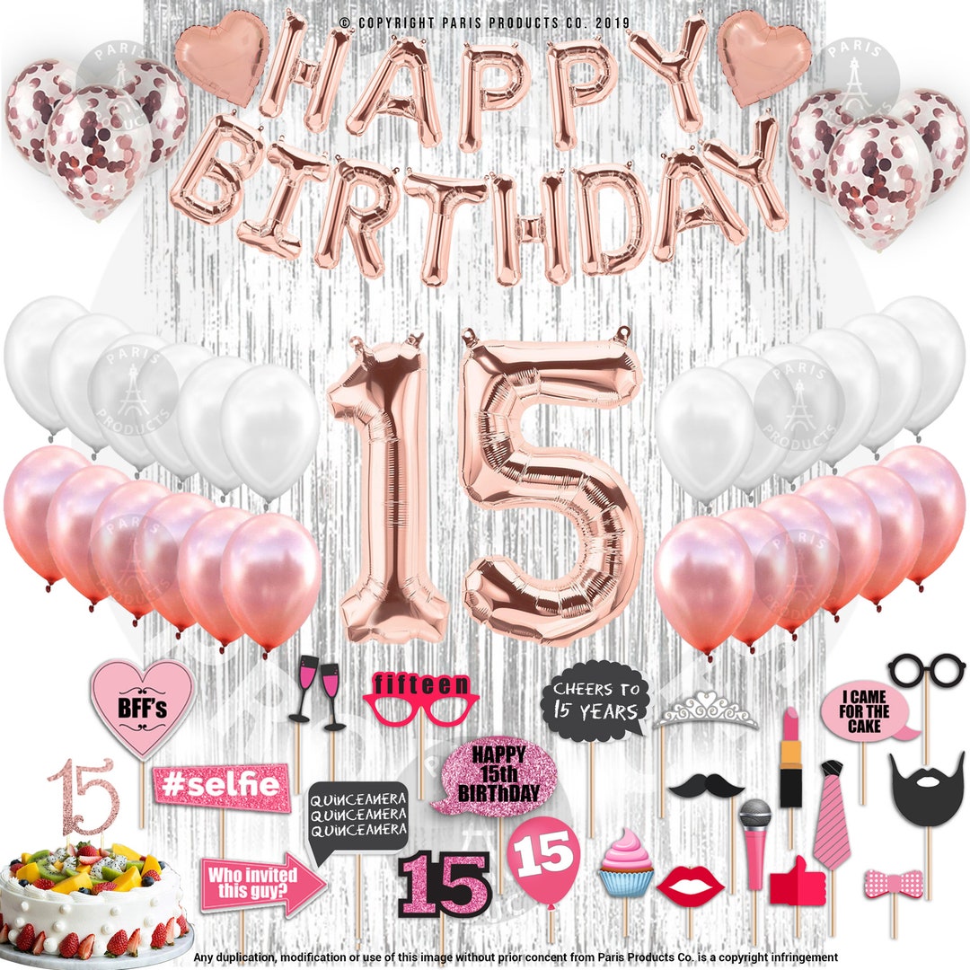 15th Birthday Decorations Quinceanera Party Supplies 15 Rose Gold ...