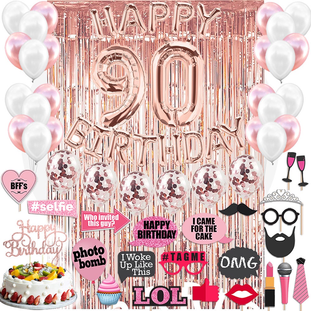 90th Birthday Decoration Rose Gold 90 Party Supplies - Etsy