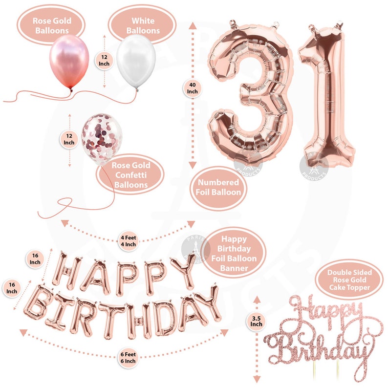 31st Rose Gold Birthday Party Decorations Party Supplies - Etsy