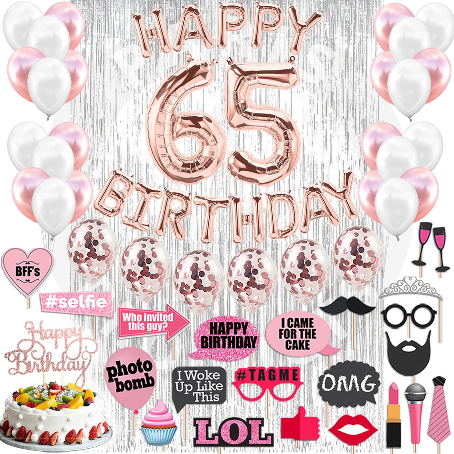 65TH Birthday Party Decorations Kit Happy Brithday Banner 65 - Etsy
