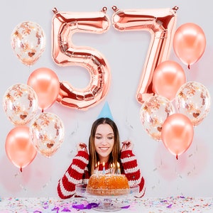 PARIS PRODUCTS - 57th Birthday Rose Gold Balloons & Number 57 Mylar ...