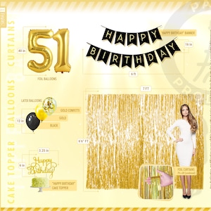 51st Birthday Decoration Black and Gold for Boy & Girl, 51st Cake ...