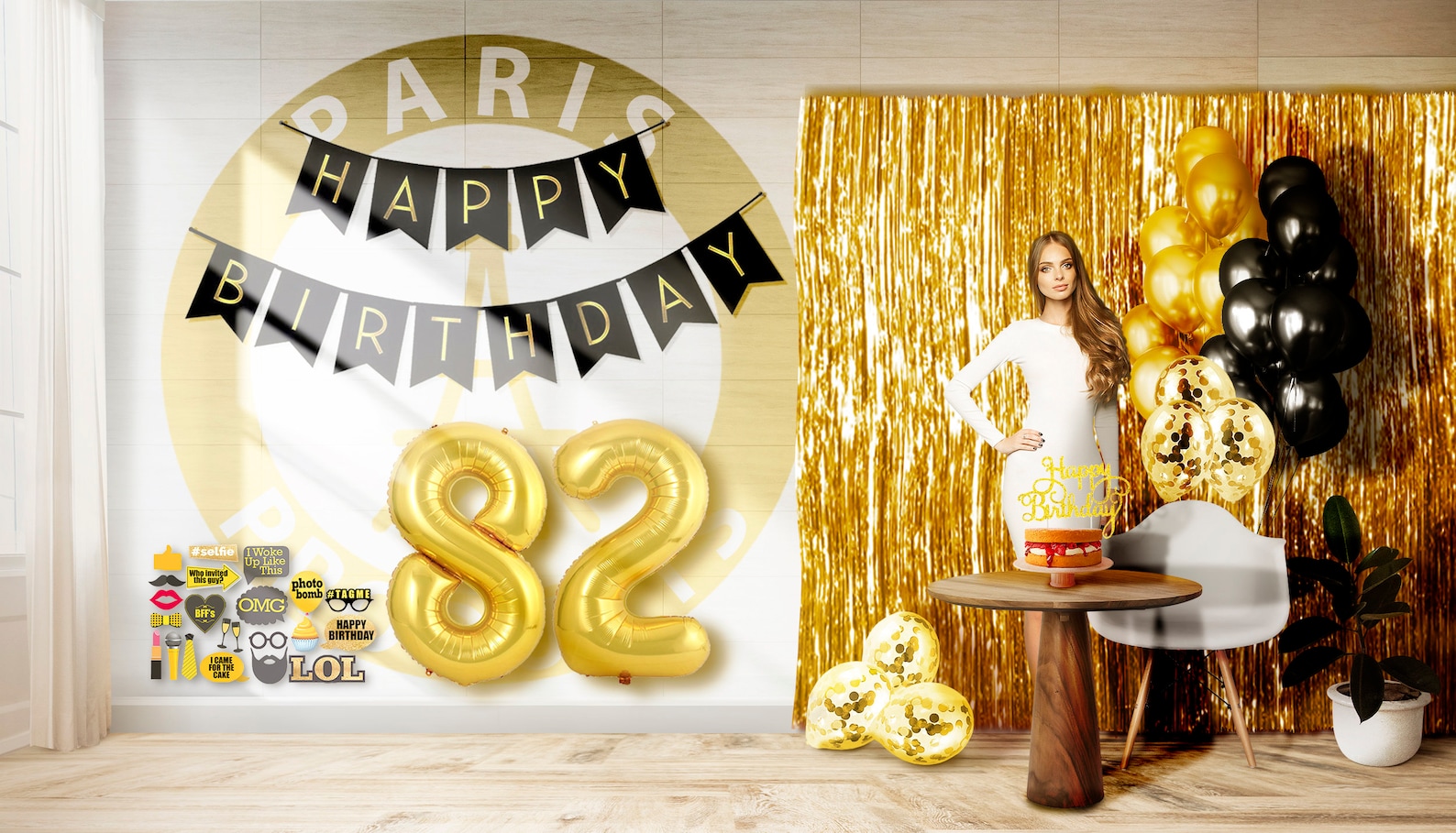 82nd Birthday Decoration Black and Gold for Boy & Girl 82nd - Etsy
