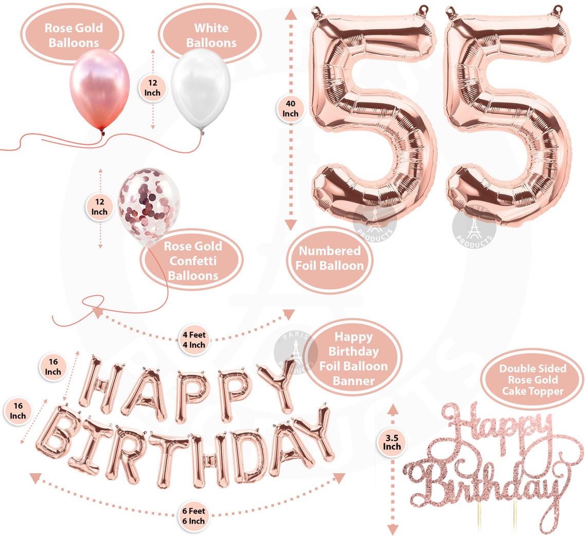 55th Birthday Decorations 55th Birthday Party Supplies Fifty - Etsy