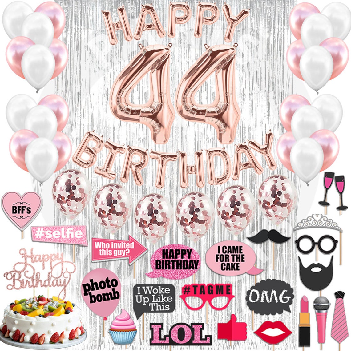 44th Birthday Decorations Birthday Party Supplies Forty four | Etsy