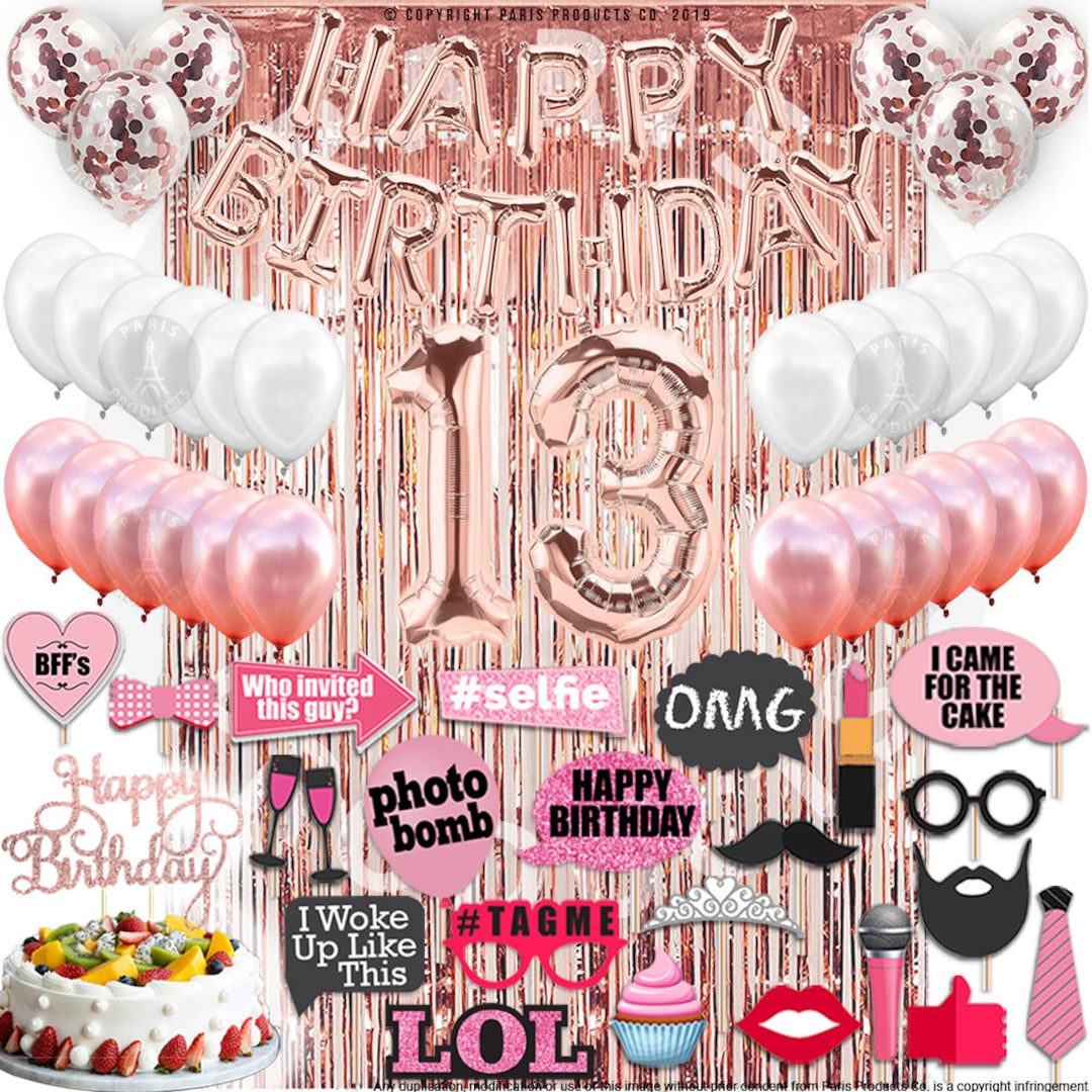 13th Birthday Decoration Rose Gold, 13 Party Supplies Decoration, 13th ...