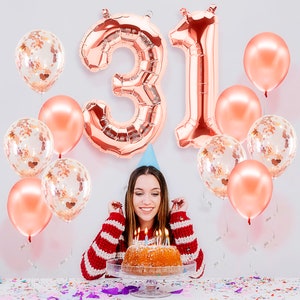 PARIS PRODUCTS - 31st Birthday Rose Gold Balloons & Number 31 Mylar ...