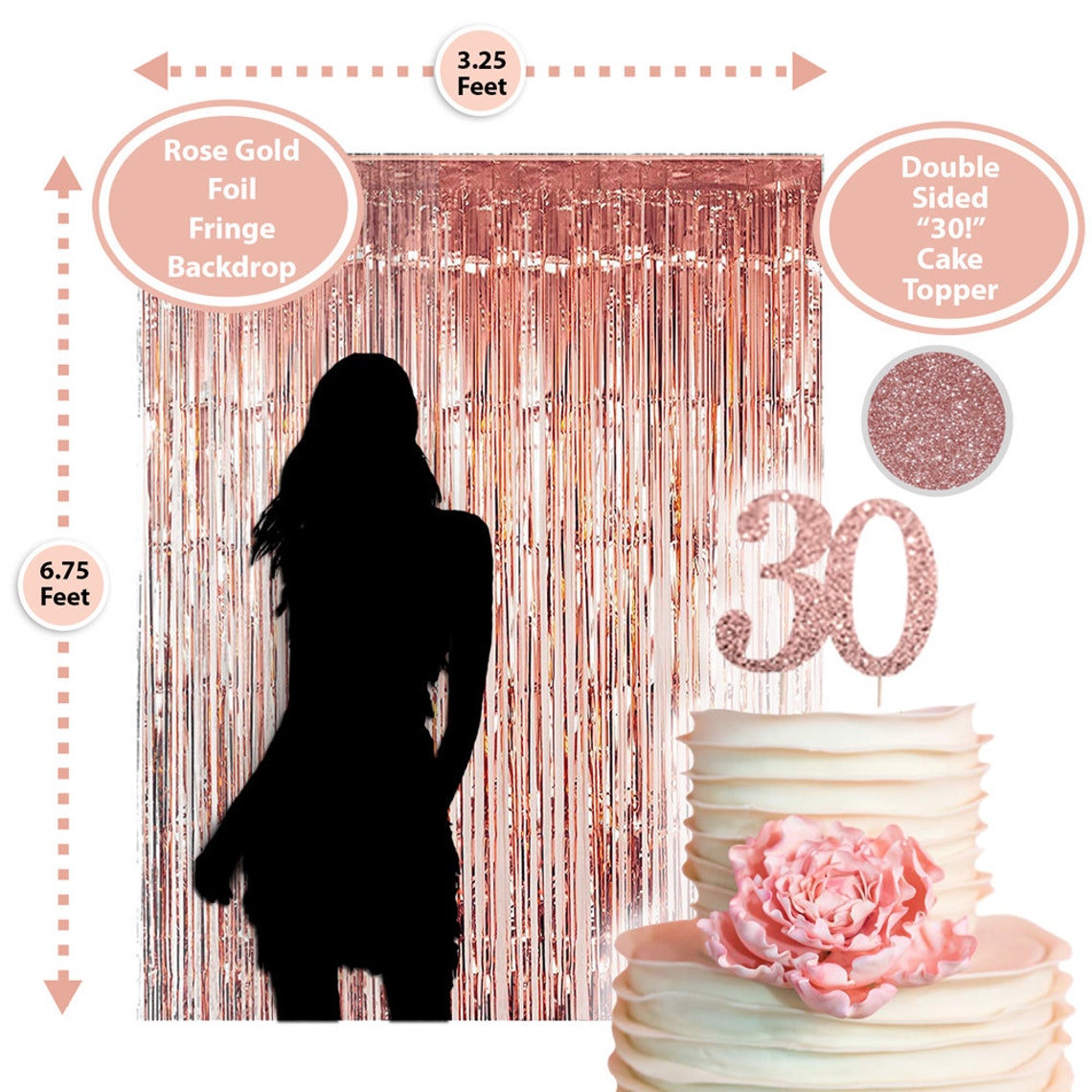 30th Rose Gold Birthday Decoration for Women 30 Sash Silver - Etsy