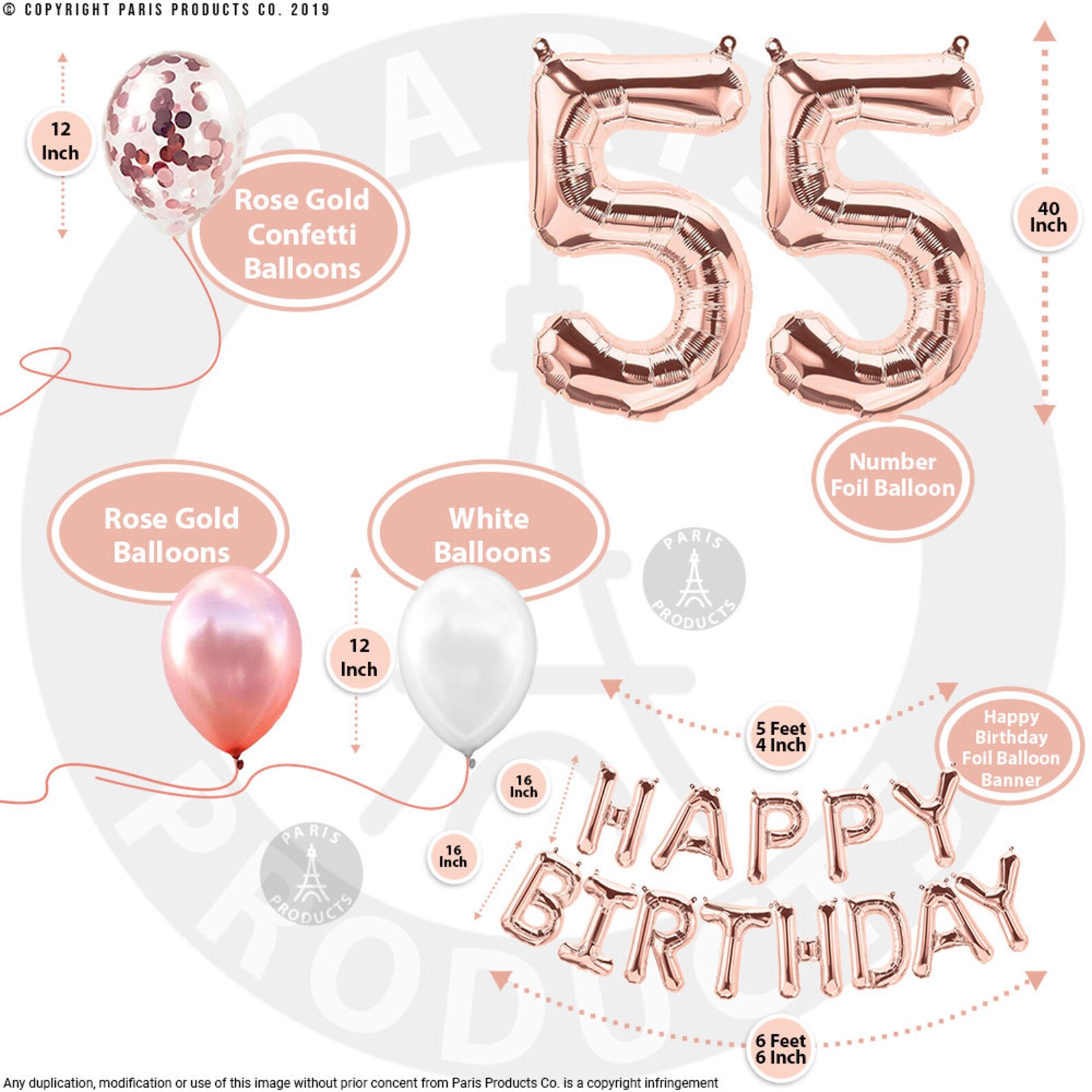 55th Birthday Decorations 55th Birthday Party Supplies Fifty - Etsy