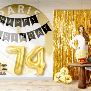 74th Birthday Decoration Black and Gold for Boy & Girl, 74th Cake ...