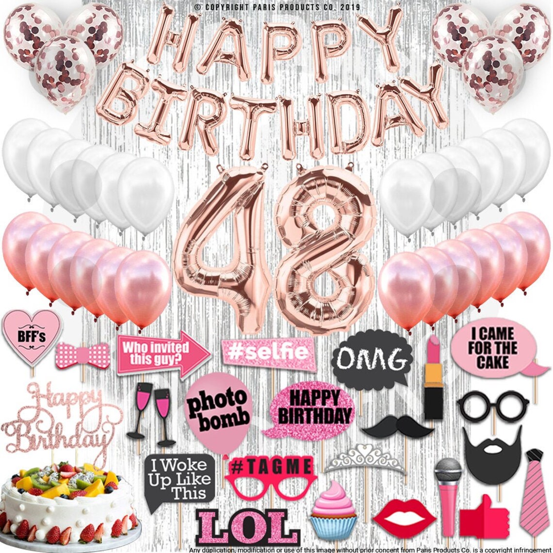 48th Birthday Party Decorations for Women Rose Gold 48 Cake - Etsy