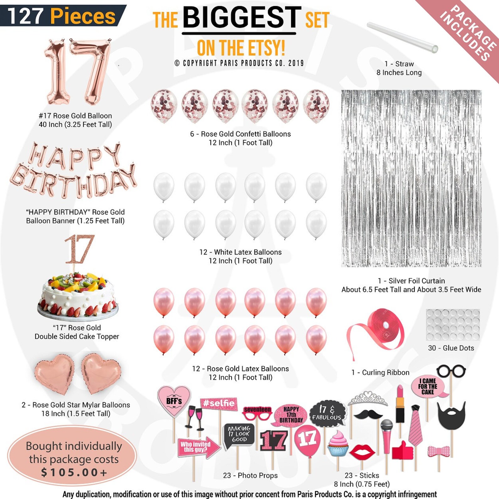 17th Birthday Decorations With Photo Props 17 Birthday Party | Etsy