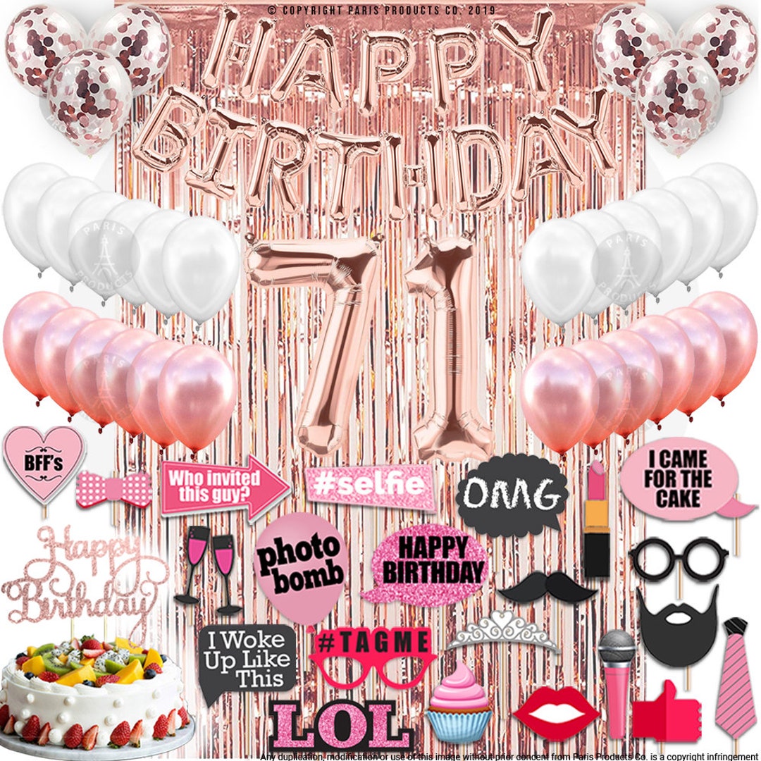 71st Birthday Decoration Rose Gold 71 Party Supplies - Etsy