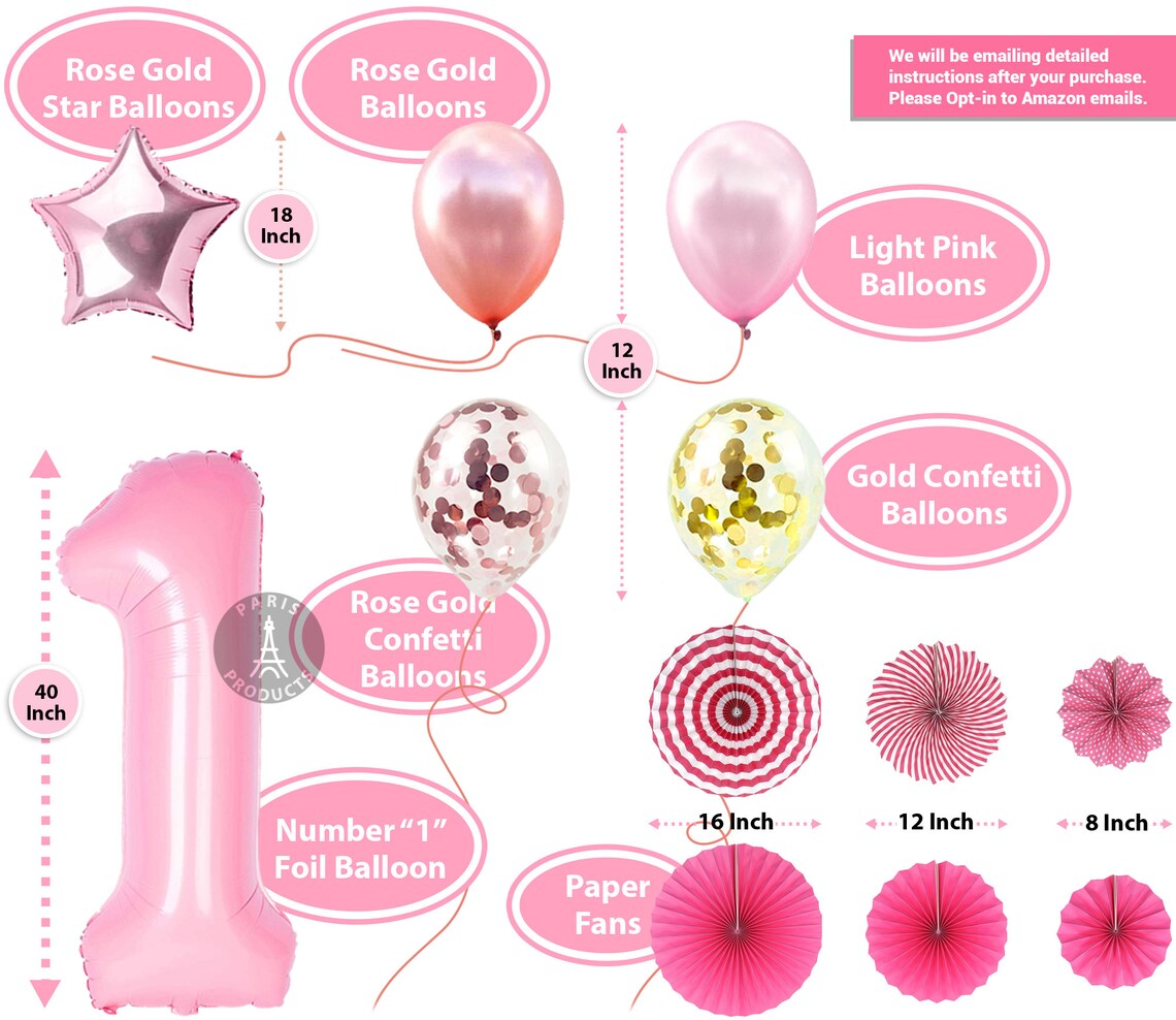 Balloon Kit 1st Birthday 1st Girl Decorations Balloon Arch - Etsy