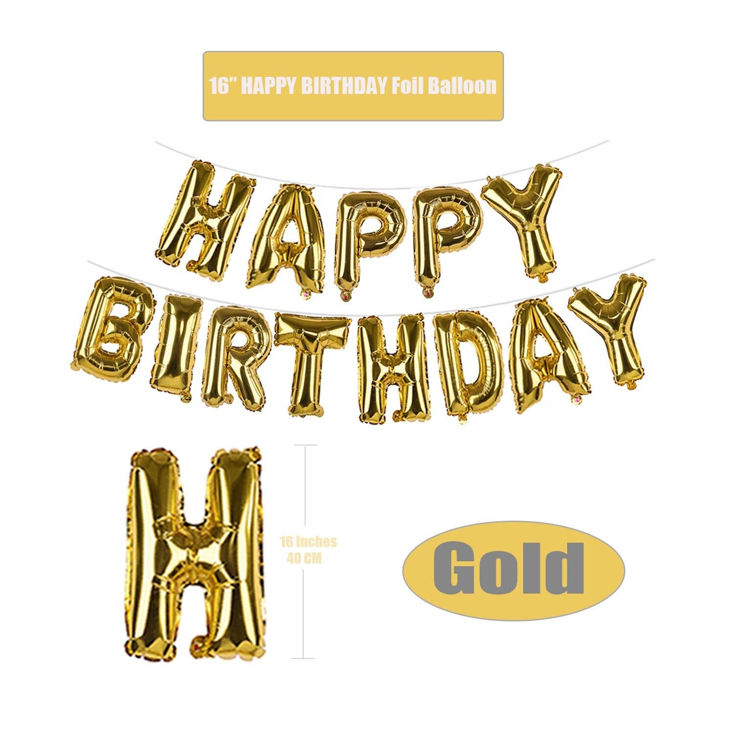 Happy Birthday Supplies Gold Balloon Decoration Set HAPPY - Etsy