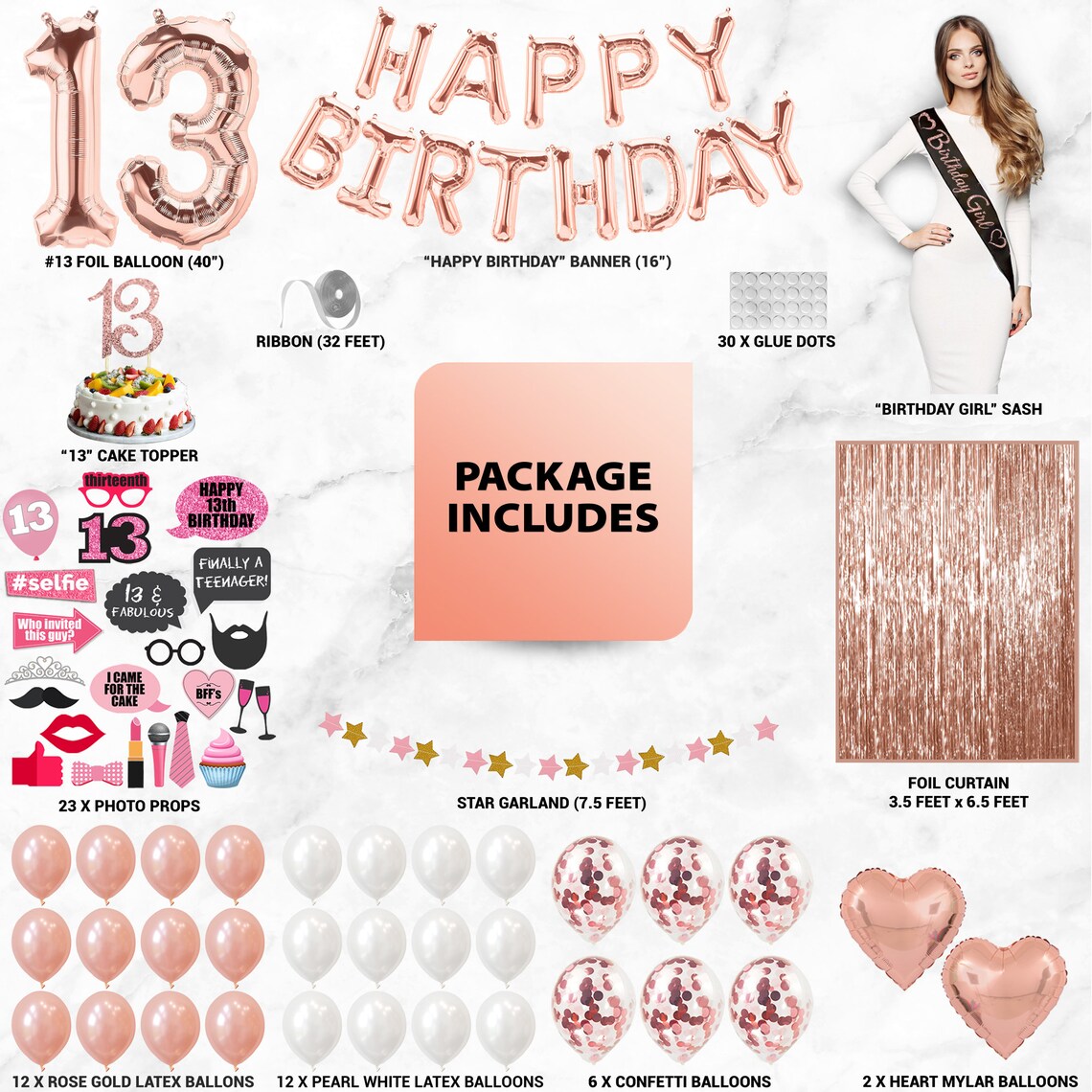 13th Birthday Decorations 13 Birthday Party Supplies 13 Rose - Etsy