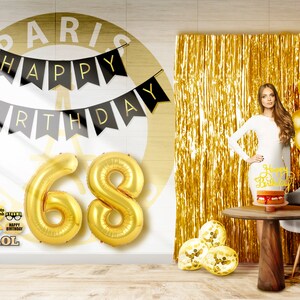 68th Birthday Decoration Black and Gold for Boy & Girl, 68th Cake ...