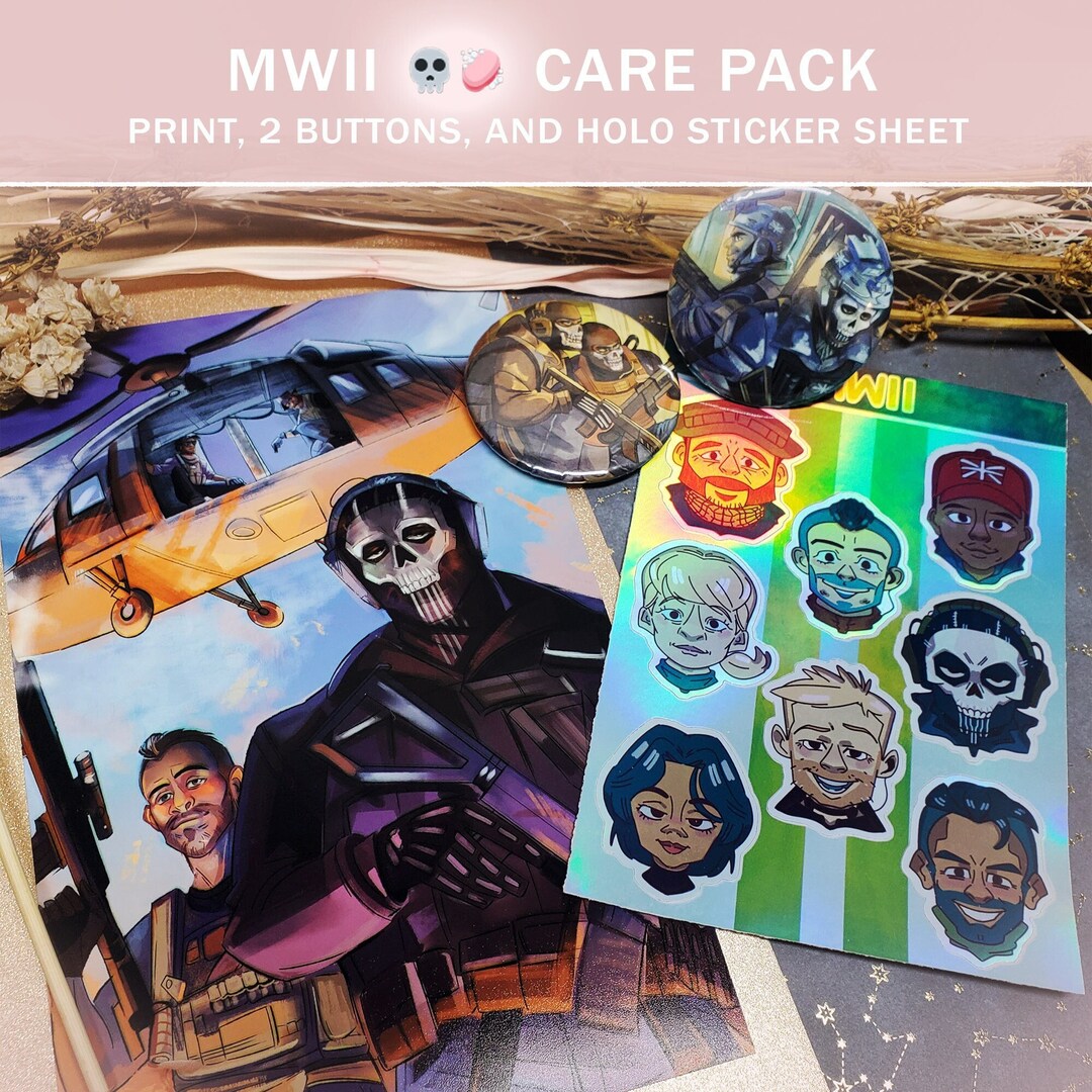 MWII Care Package Print, 2 Buttons, and Sticker Pack - Etsy