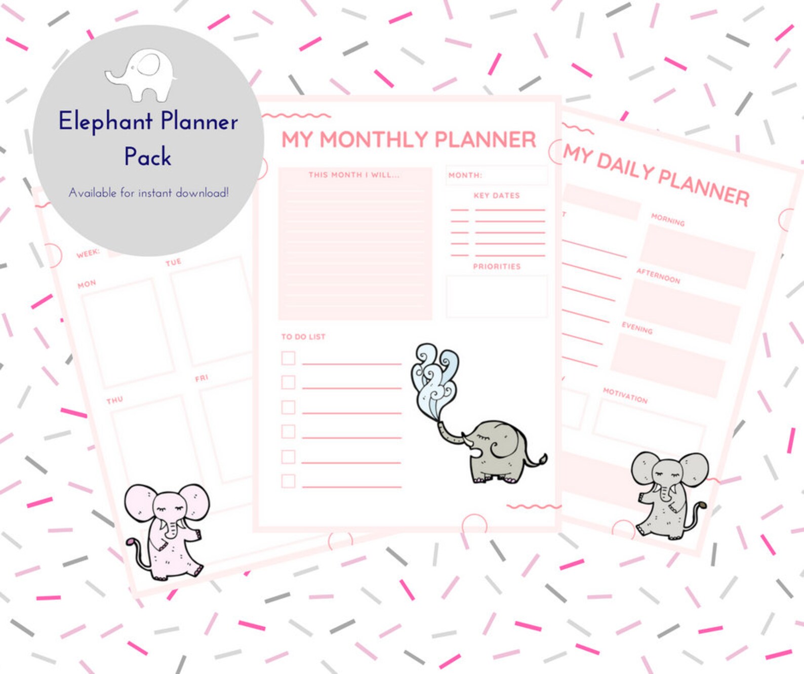 Buy Daily & Weekly Elephant Planner Kit Daily Task Planner, Weekly Task ...