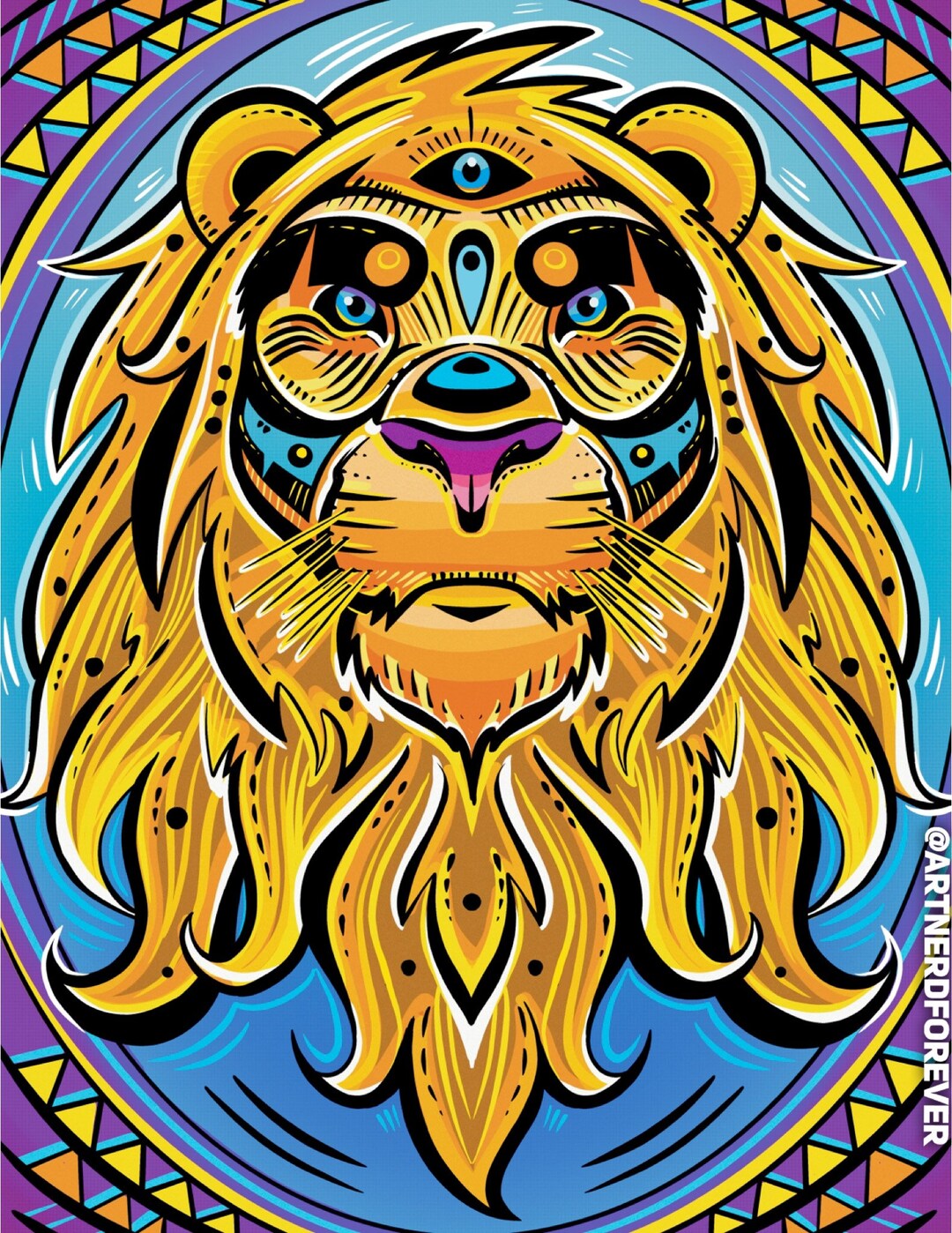 Electric Lion Print 8.5x11 - Etsy