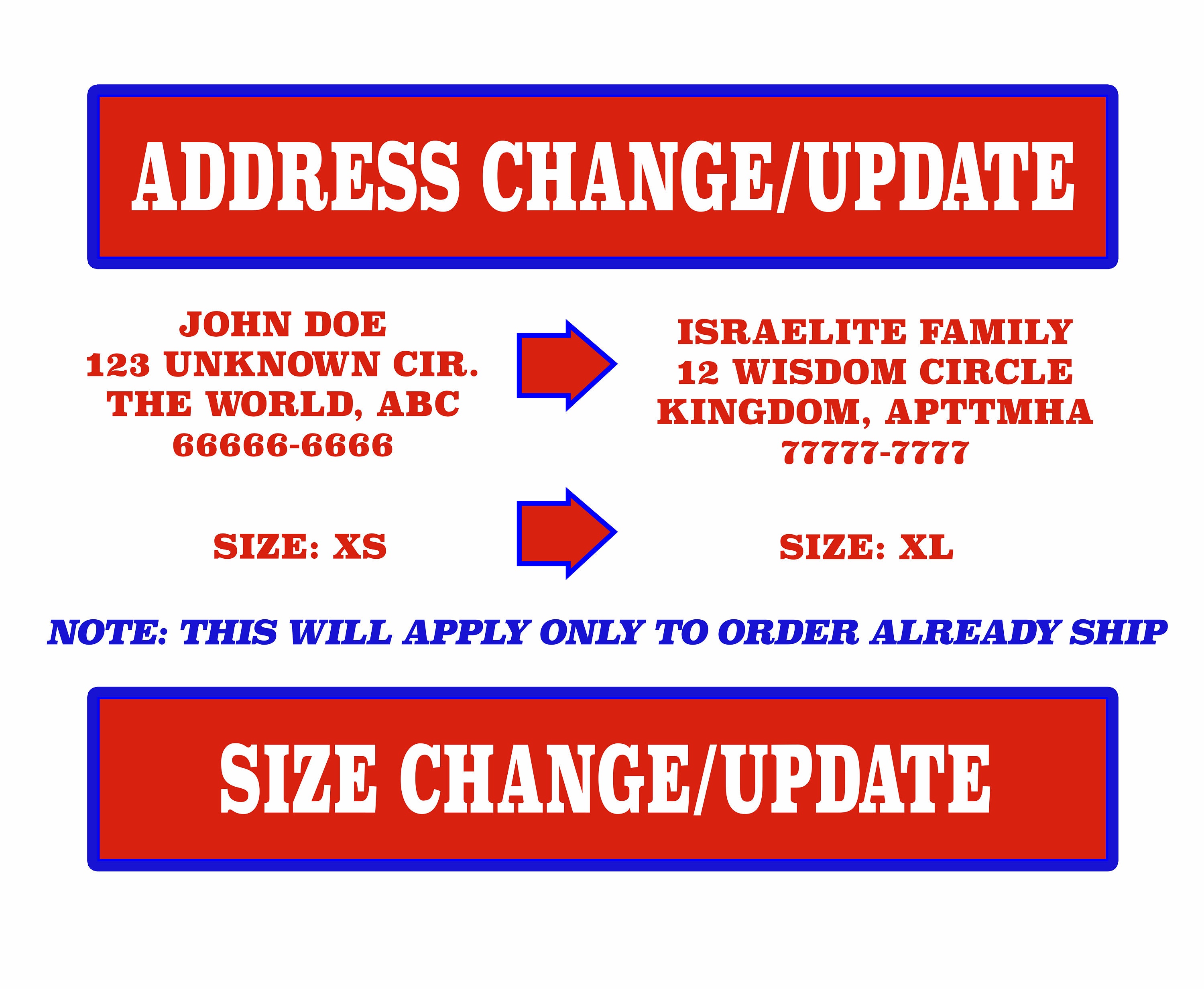 Address Change Address Update Sizes Change XS-5XL. SELECT | Etsy