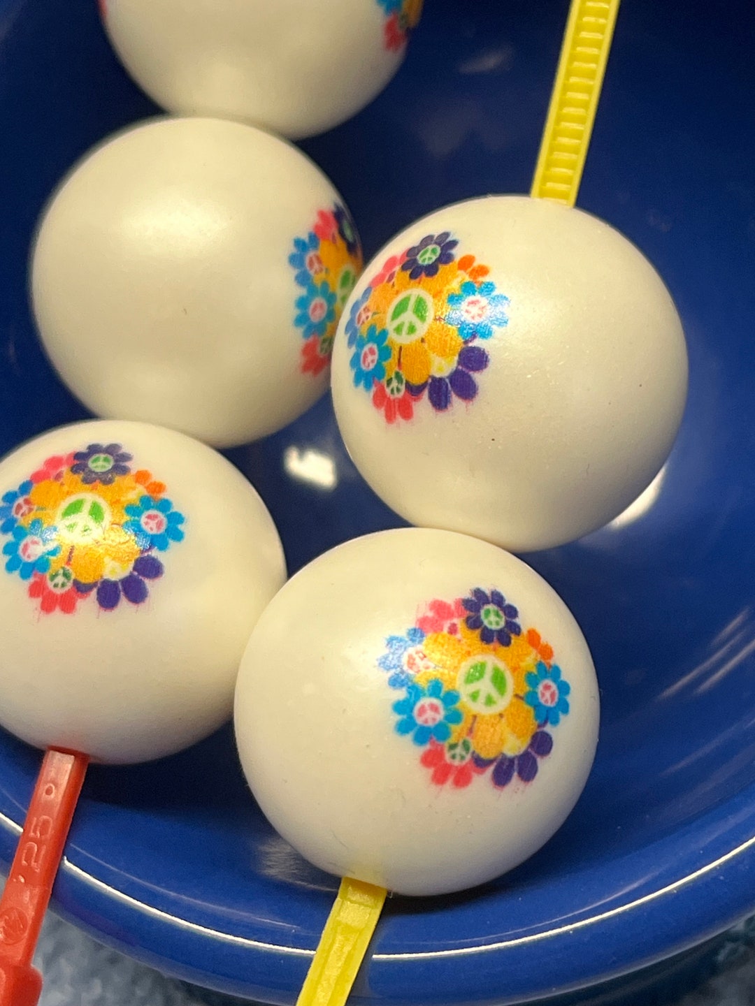 PEACE SIGN FLOWER Mix 20mm 5 Pack Bubblegum Bead ESP889 Chunky ...