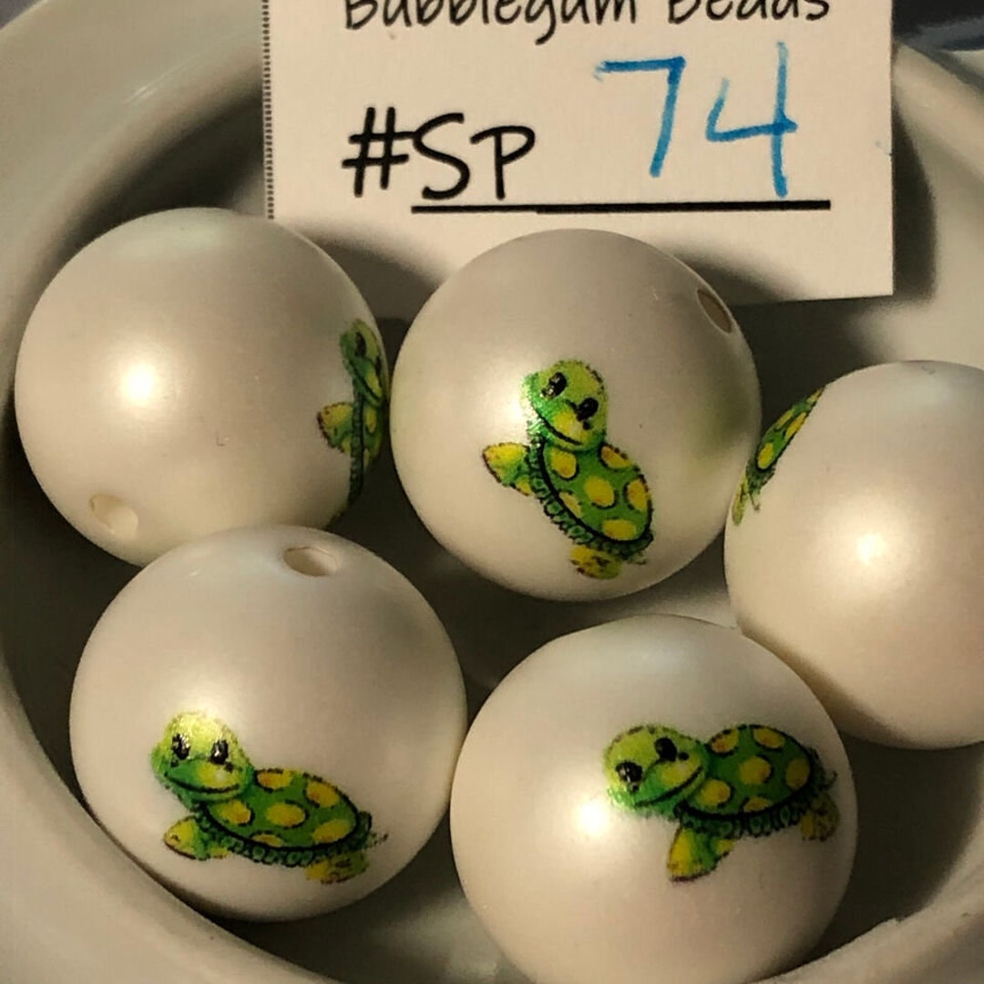 CARTOON GREEN TURTLE 20mm 5 Pack Bubblegum Bead ESP74 Chunky Wholesale ...
