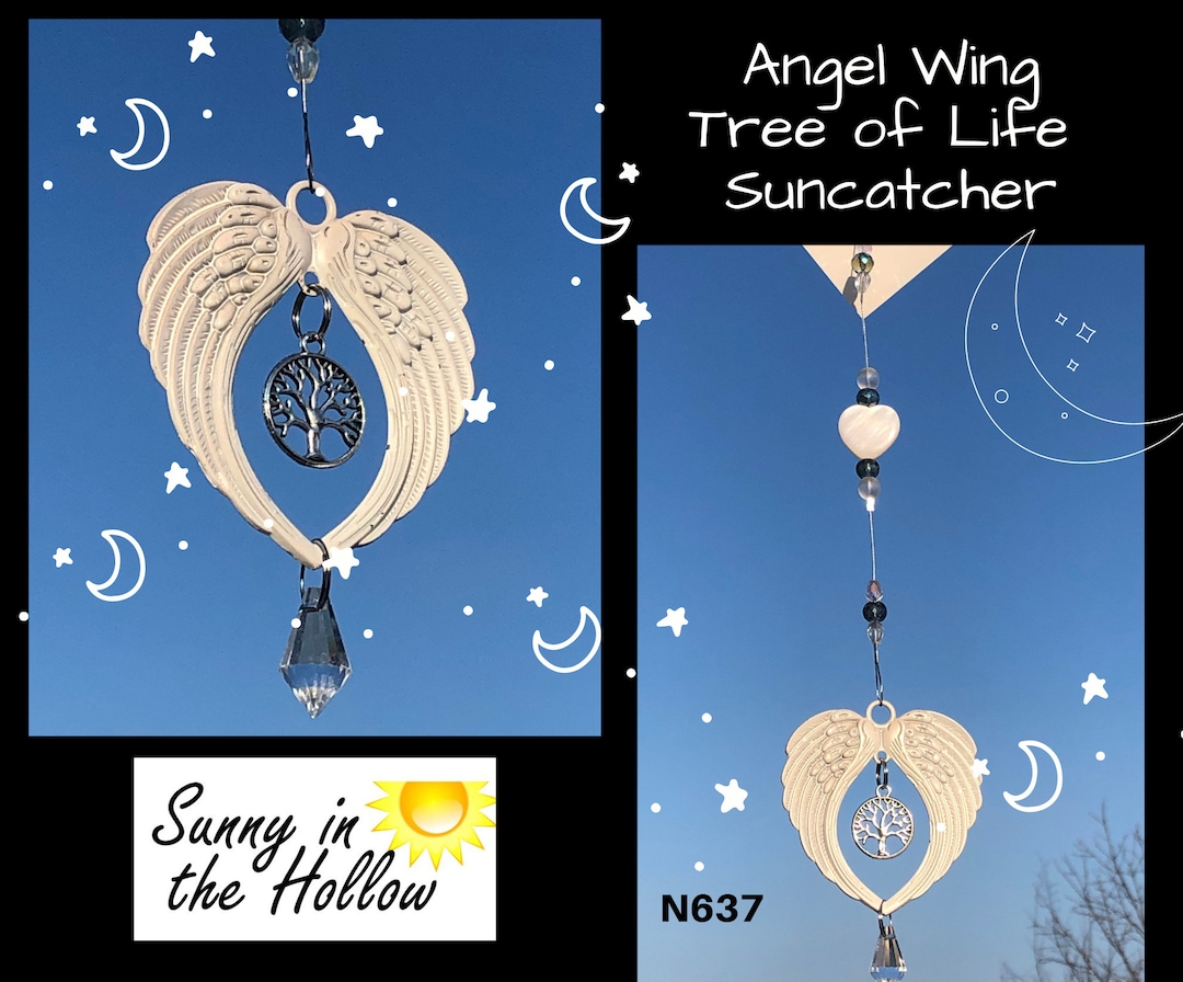 TREE OF LIFE Angel Wing Suncatcher... N637 Death Sympathy Loss Friend ...