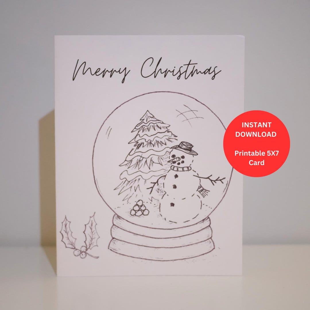 Merry Christmas Snowglobe Printable Card - Etsy