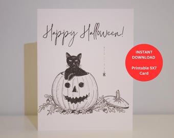 Halloween Printable Holiday Card - Happy Halloween - Printable Greeting ...